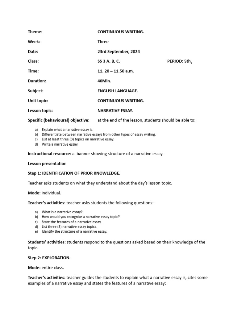 5591 Narrative Essay. | PDF | Essays | Cognition