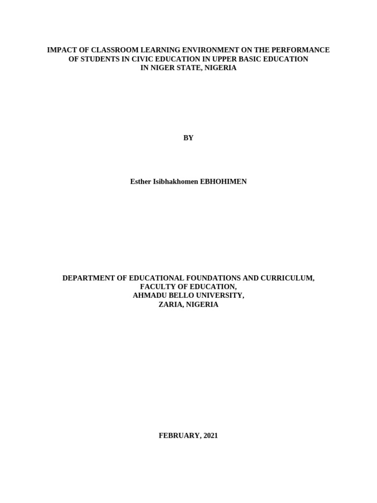 Impact of Classroom Learning Environment On The Performance | PDF ...