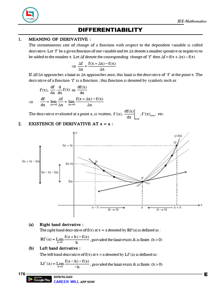 Differentiability Sheet Compressed | PDF | Derivative | Function (Mathematics)