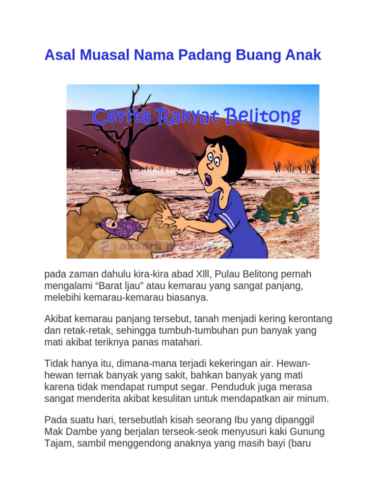 Asal Usul Padang Buang Anak | PDF