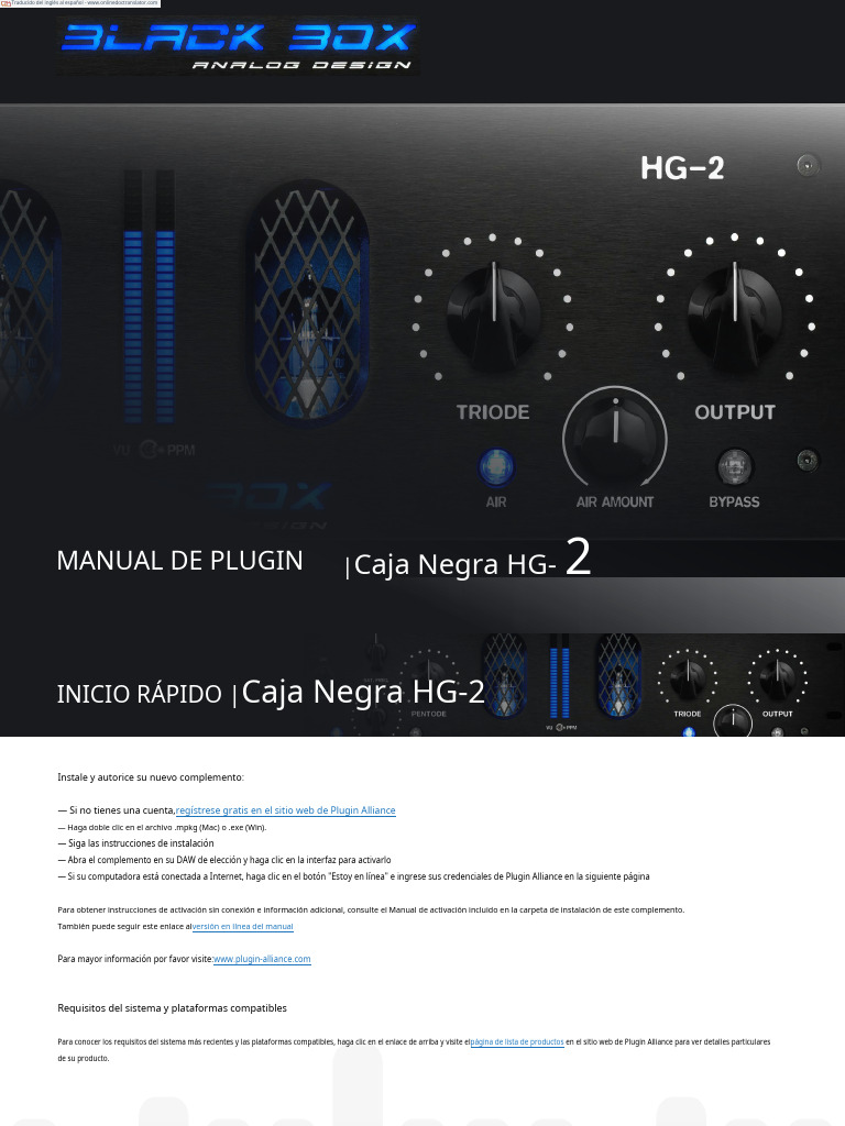 Manual del Plugin Black Box HG-2 | PDF | Tubo vacío | Electricidad