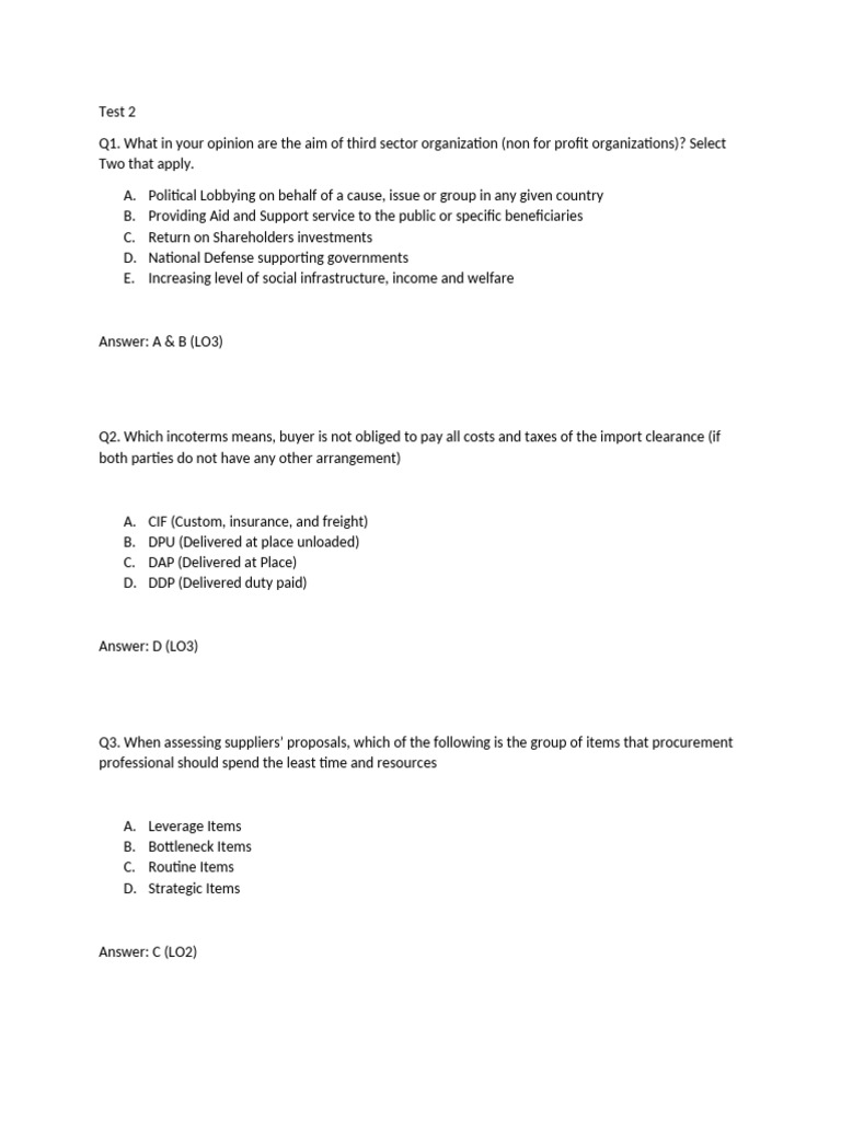 CIPS L4M4 Q&A - Sequestial Questions - For Session of 30th Aug - Test 2 ...