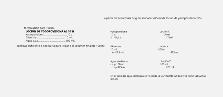 Ejemplo Cálculos Con Ingrediente Con Leyenda CSP | PDF