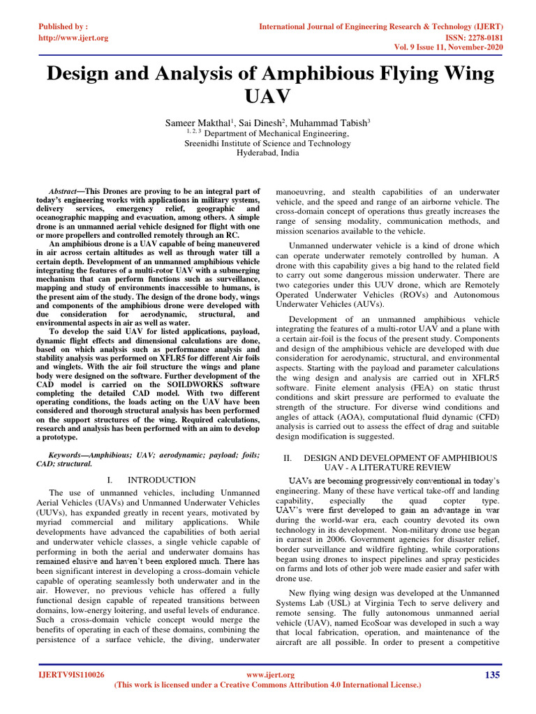 Amphibious Flying Wing UAV Design | PDF | Unmanned Aerial Vehicle ...