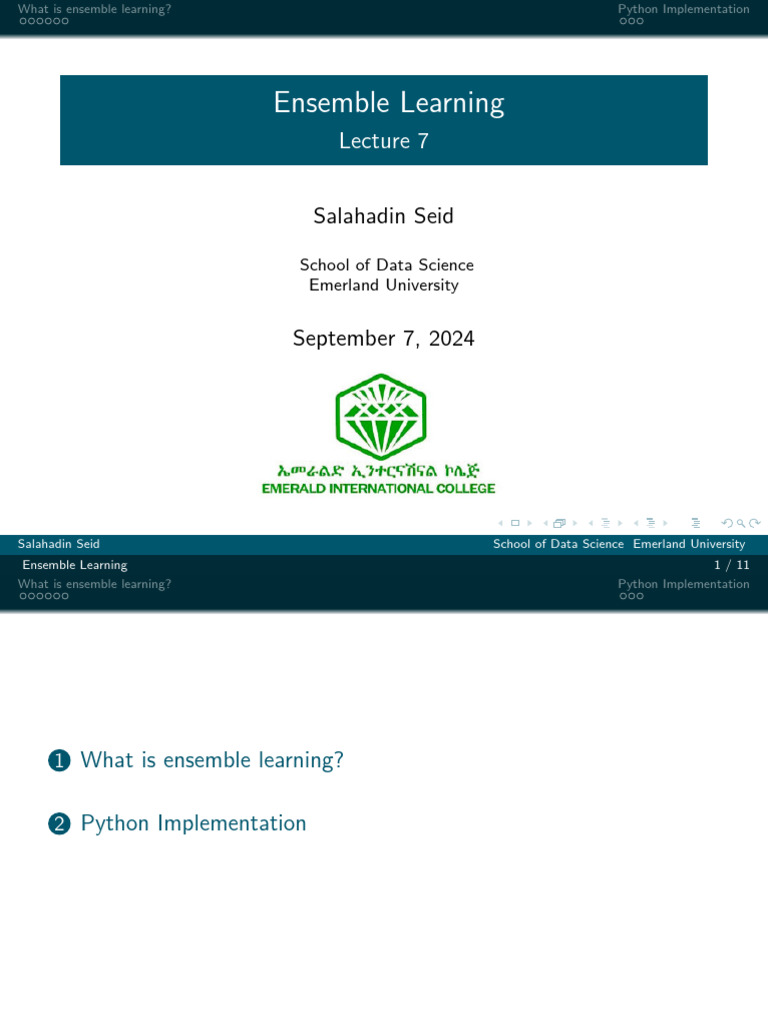 Lecture 7 Ensemble Model | PDF | Statistical Classification | Learning