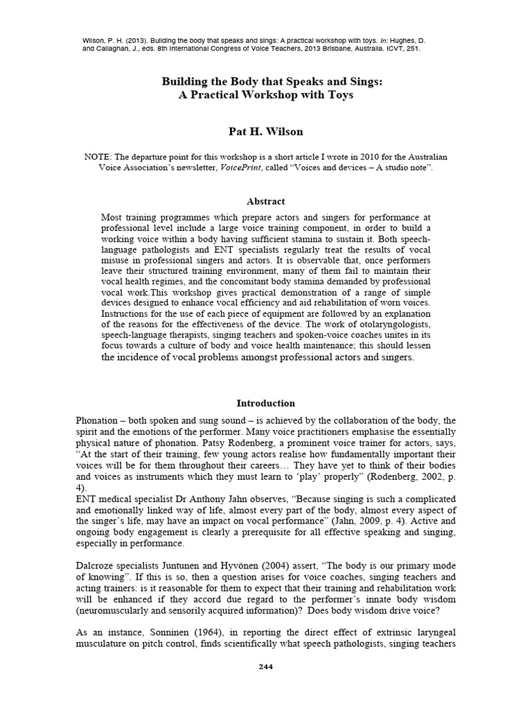 Building The Body That Speaks and Sings | PDF | Human Voice | Singing