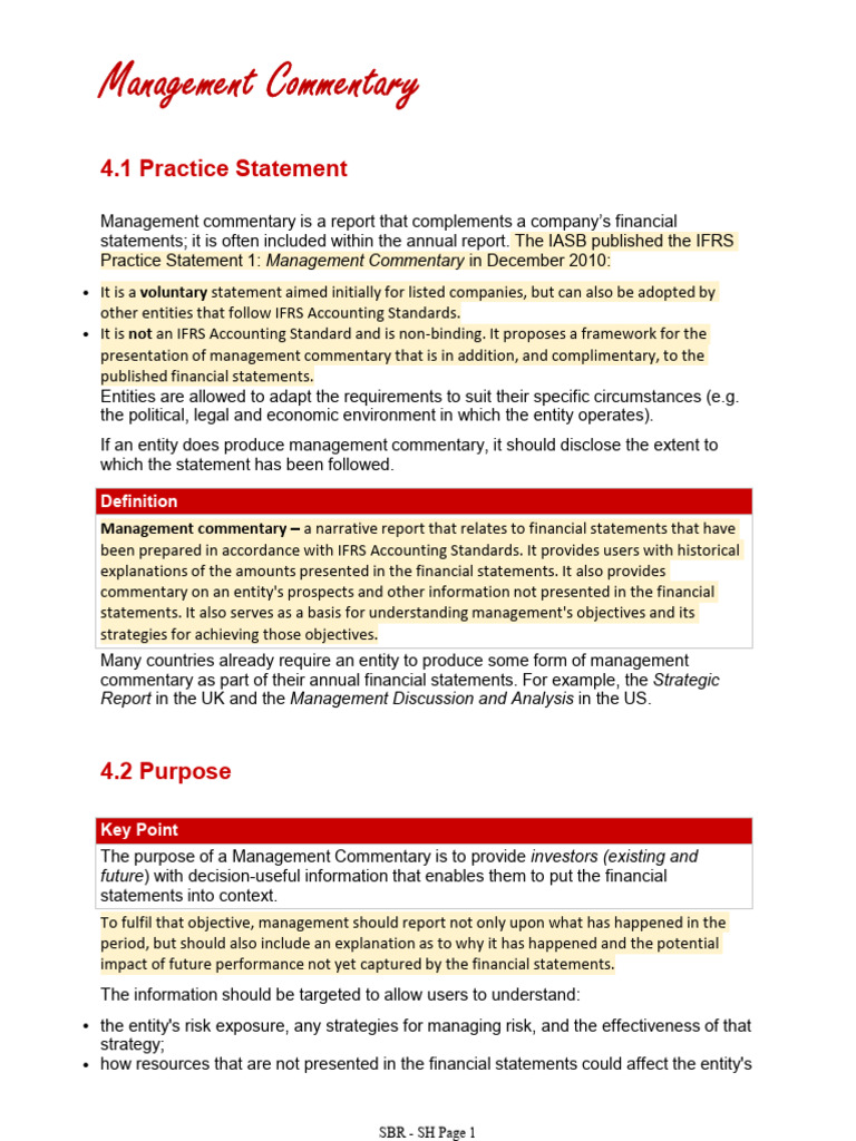 Management Commentary - ACCA Study Hub | PDF | International Financial ...