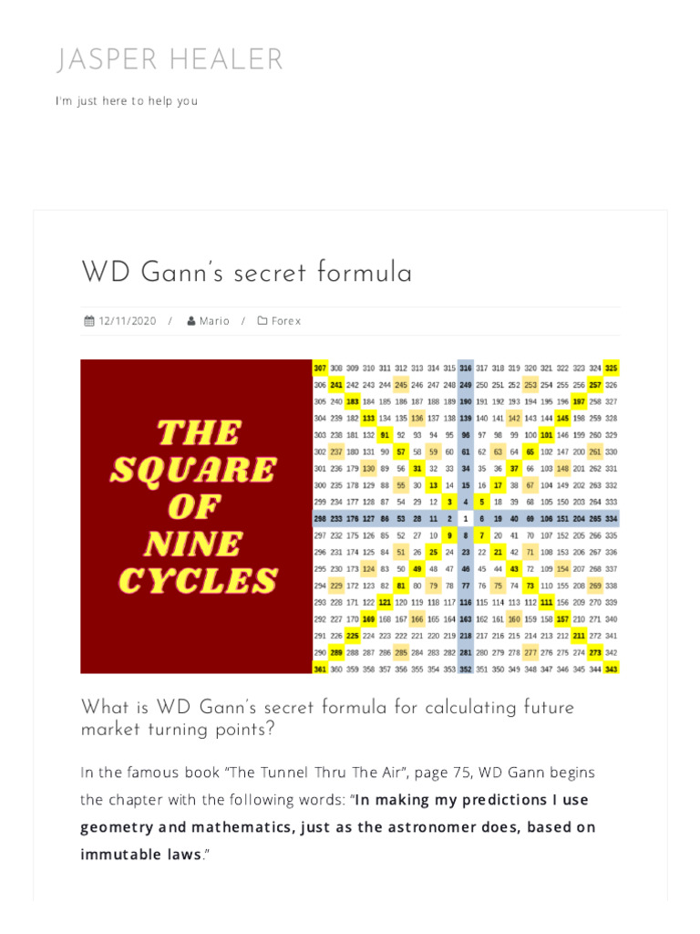 WD Gann's Secret Market Formula | PDF | Planets In Astrology | Order ...