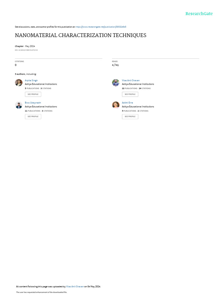 Nano Material Characterization Techniques | PDF | Atomic Force ...