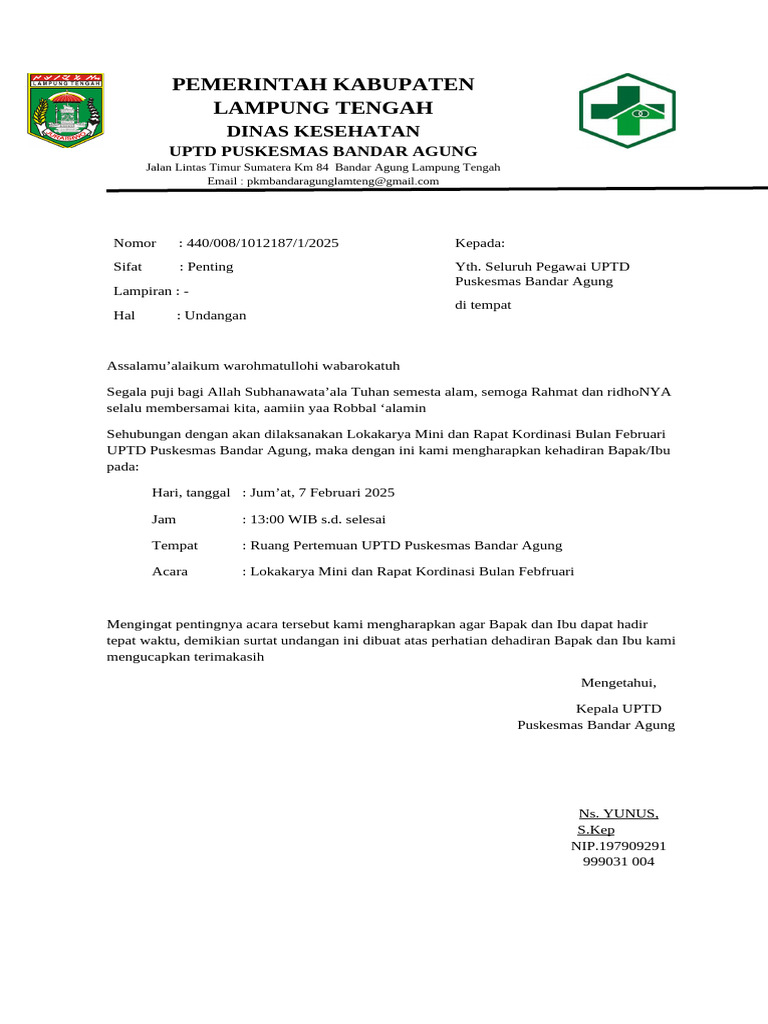 Undangan Rakor | PDF