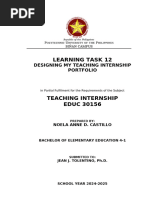TOGUPEN JEREMY R. - Learning Task #11 - Designing My Teaching Internship Portfolio | PDF ...