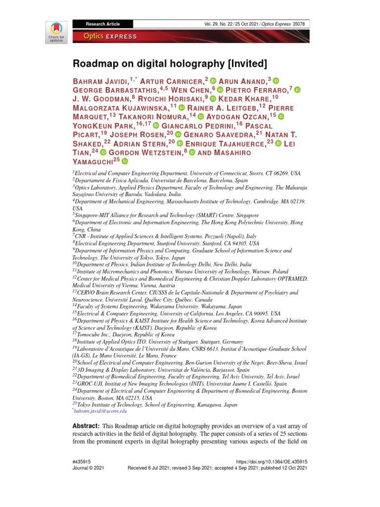 Emailing Oe-29-22-35078 | PDF | Holography | Optics