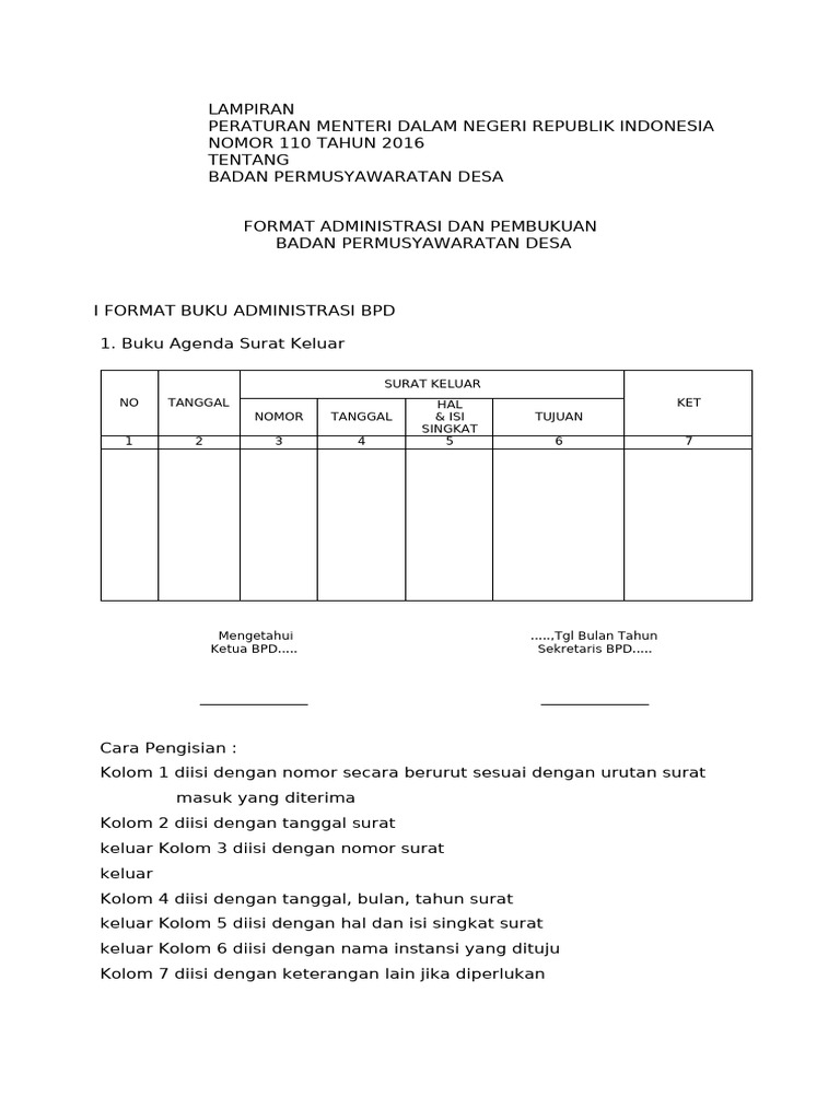 Format Buku Administrasi BPD | PDF