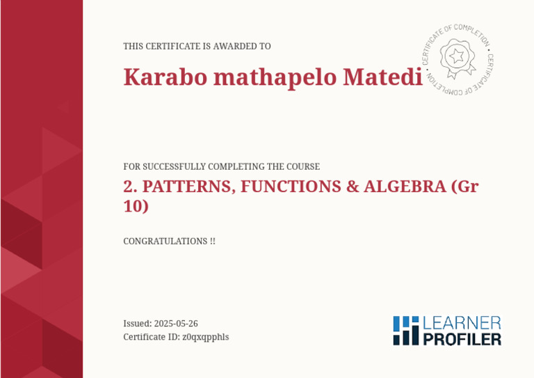 Karabo Mathapelo Matedi - 2025-05-26 | PDF