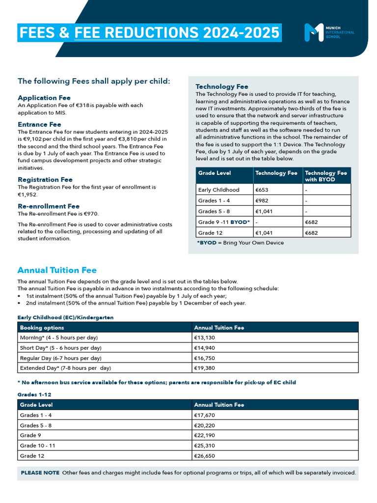 Munich International School Fees 2024-2025 | PDF | Banks | Bus