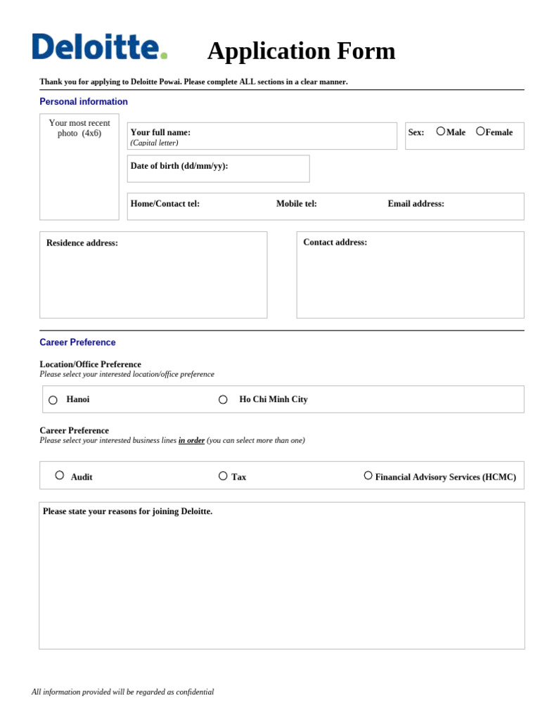 Deloitte Application Form Graduate Recruitment 2025 | PDF | Vietnam