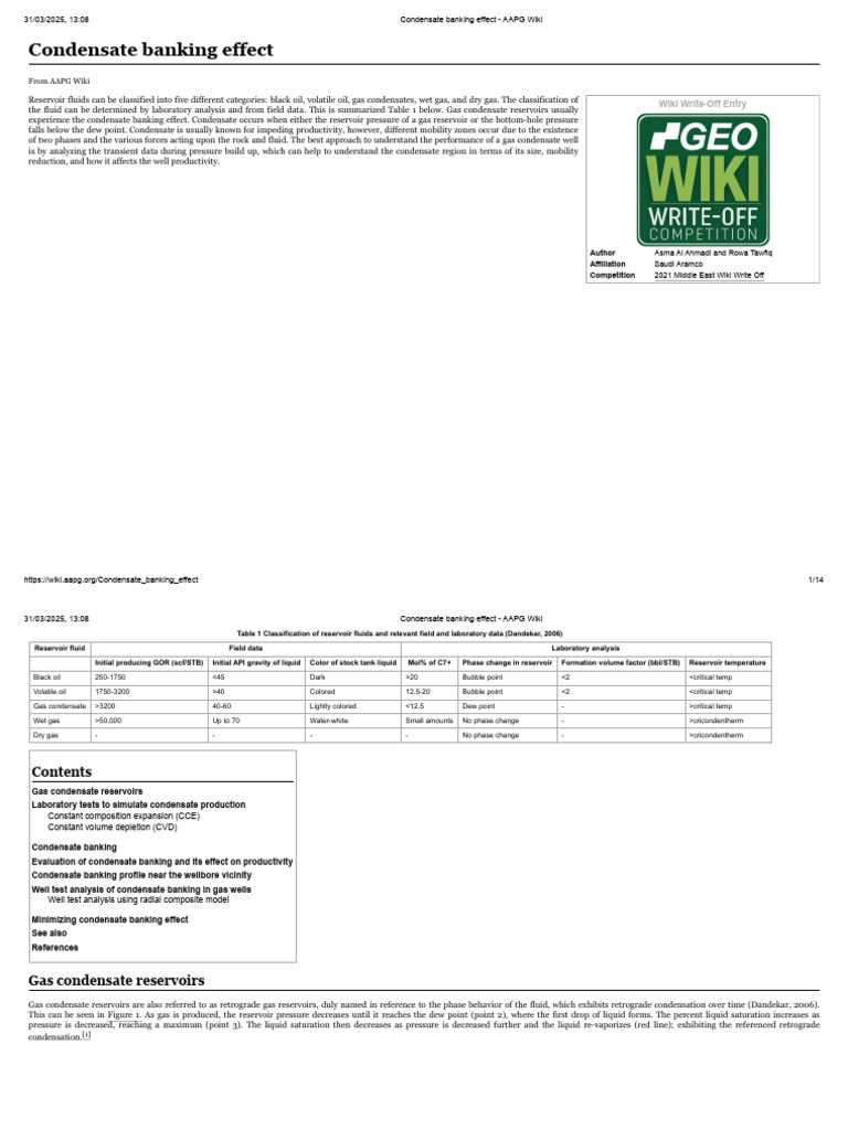 Condensate Banking Effect - AAPG Wiki | PDF | Petroleum Reservoir ...