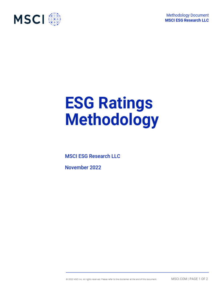 MSCI ESG Ratings Methodology | PDF | Occupational Safety And Health | Risk
