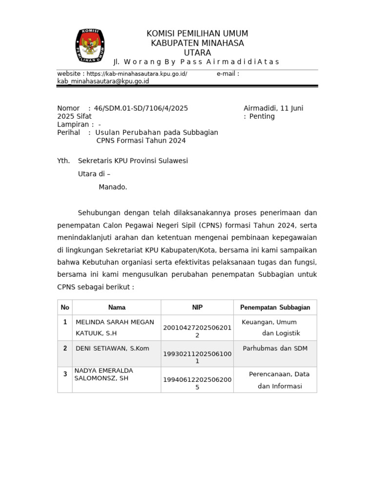 Pemberitahuan Kpu Minut | PDF