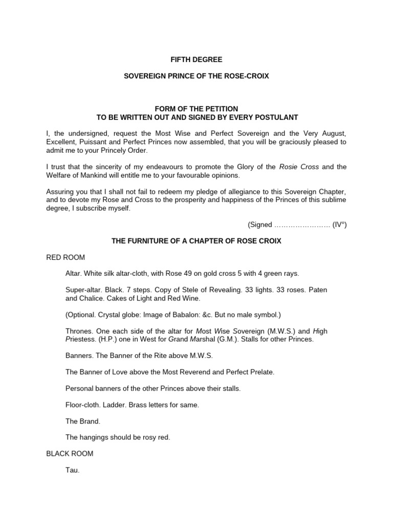 5° Sovereign Prince Rose-Croix Initiation Ritual | PDF