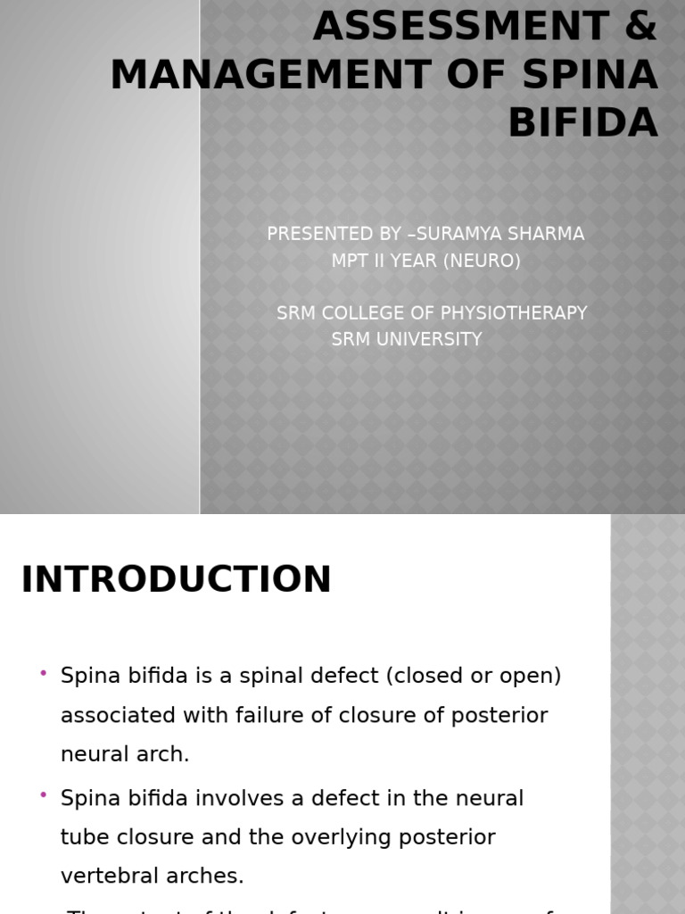 Spina Bifida: Assessment & Management Guide | PDF | Nervous System ...