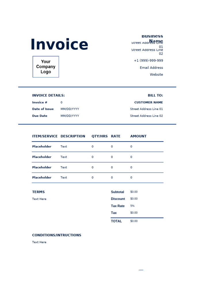 Freight Excel Invoice Template For US Template 03 | PDF