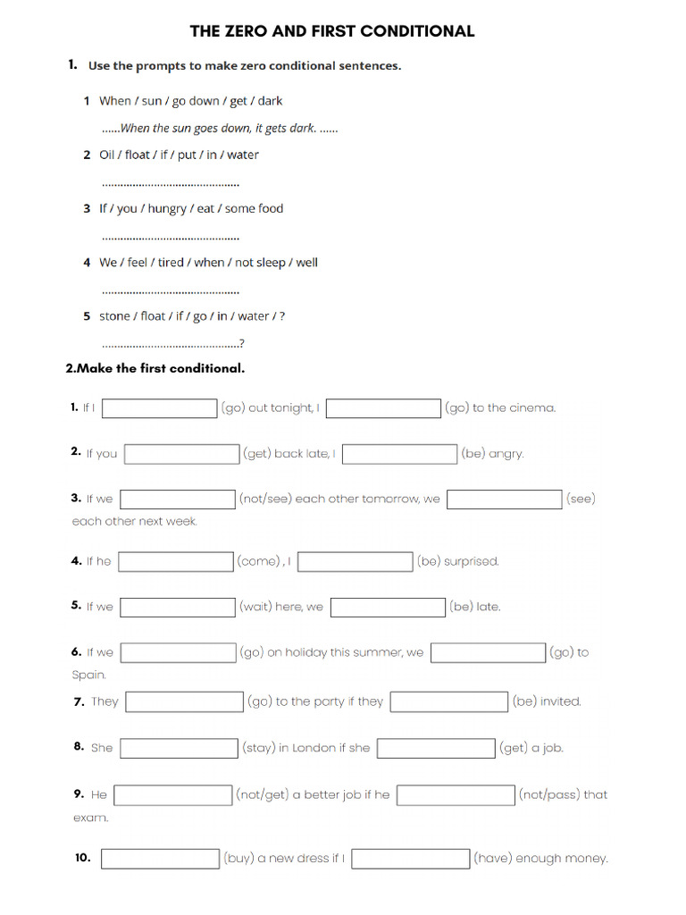 The Zero and First Conditional | PDF