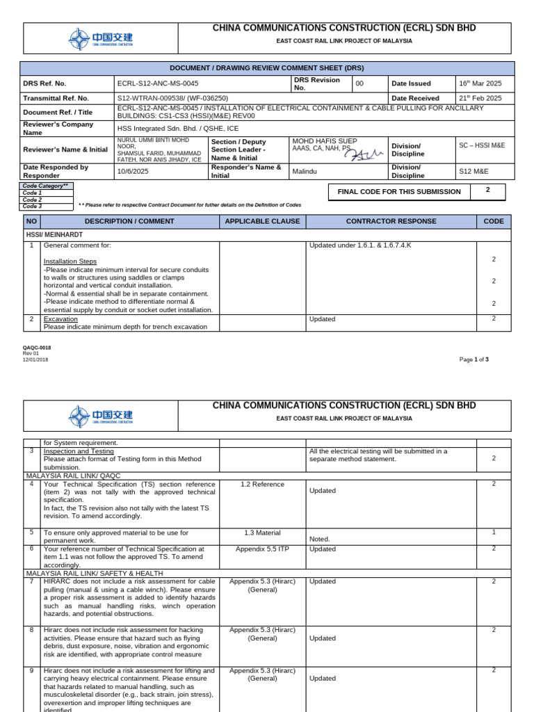 ECRL-S12-ANC-MS-0045 INSTALLATION OF ELECTRICAL CONTAINMENT & CABLE PULLING FOR ANCILLARY ...