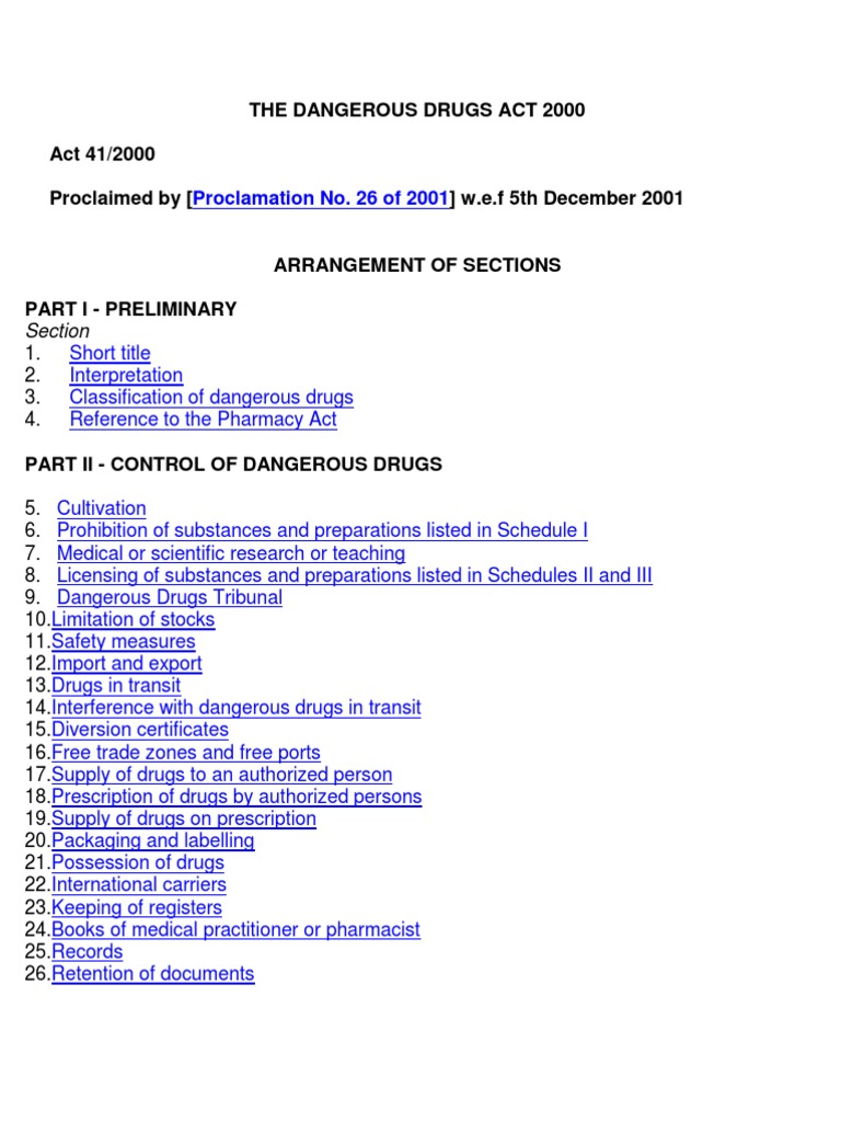 The Dangerous Drugs Act 2000 | PDF | Narcotic | Controlled Substances Act