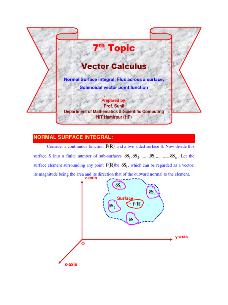 8 Normal Surface Integral, Flux Across A Surface, Solenoidal Vector | PDF | Flux | Integral