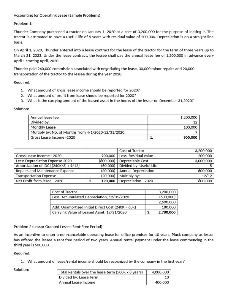 Accounting For Operating Lease | PDF | Lease | Depreciation
