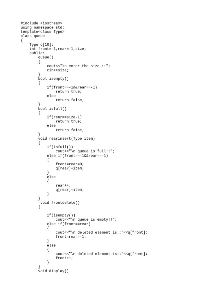 Queue Using Templates | PDF