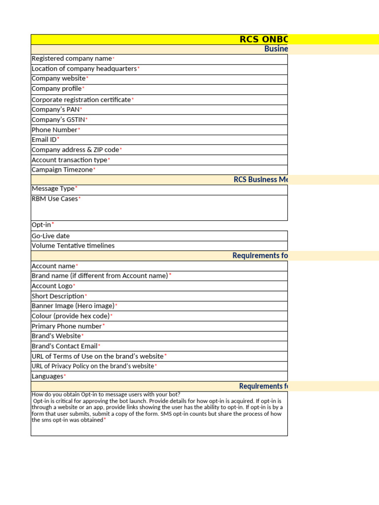 RCS Onboarding Form (Brego Business) | PDF | Computing
