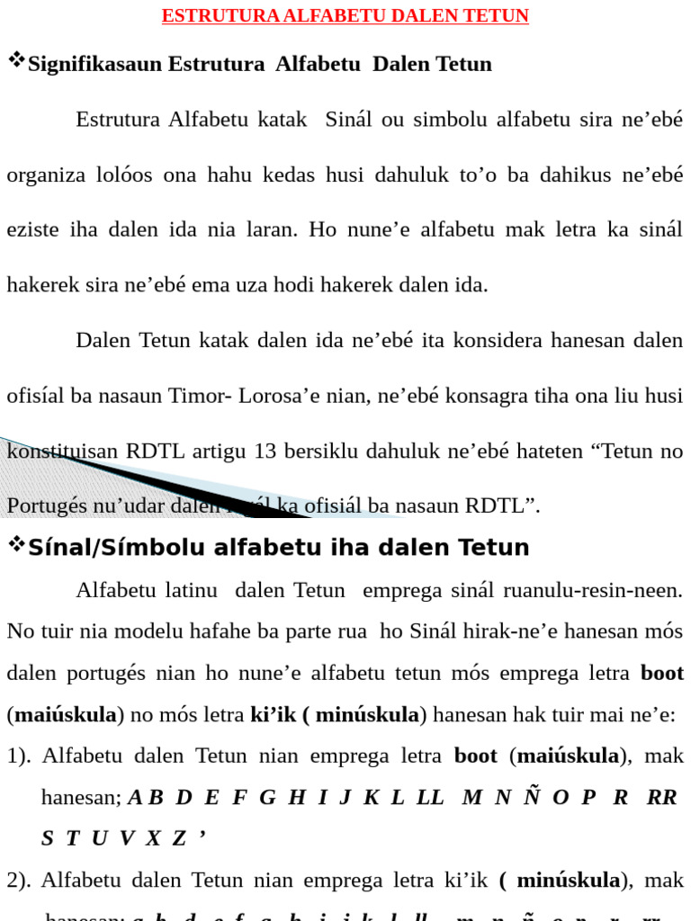 1 6 Estrutura Alfabetu Dalen Tetun 2 | PDF