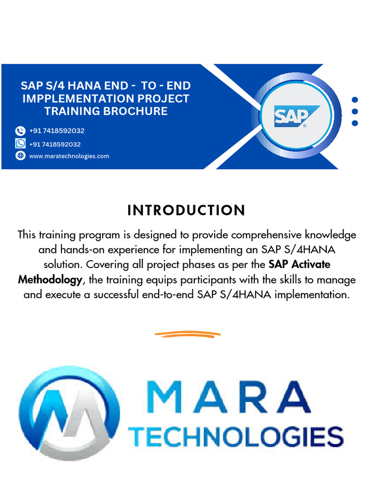 SAP S4 HANA E2E Implementation Project Training Brochure | PDF | Software Development Process ...