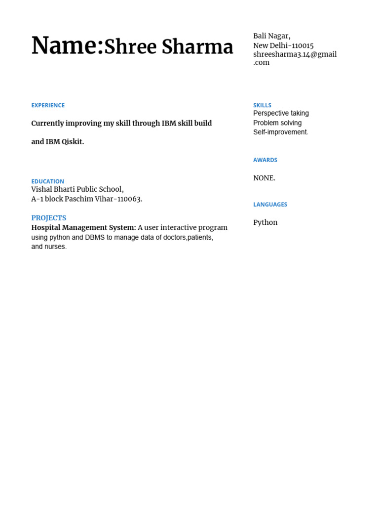 Name:: Shree Sharma | PDF