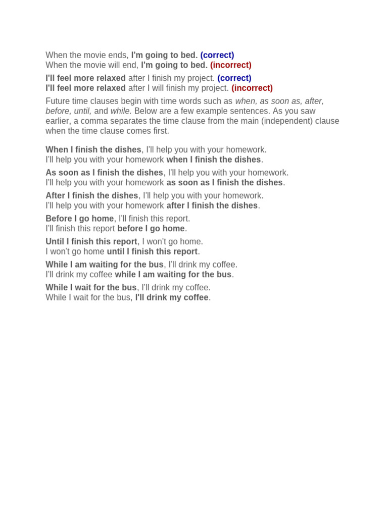 Examples of Future Time Clauses | PDF