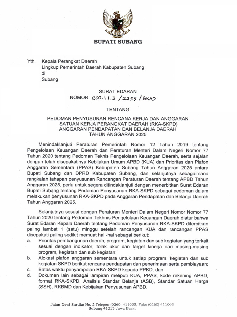 Juknis Penyusunan RKA-SKPD 2025 | PDF