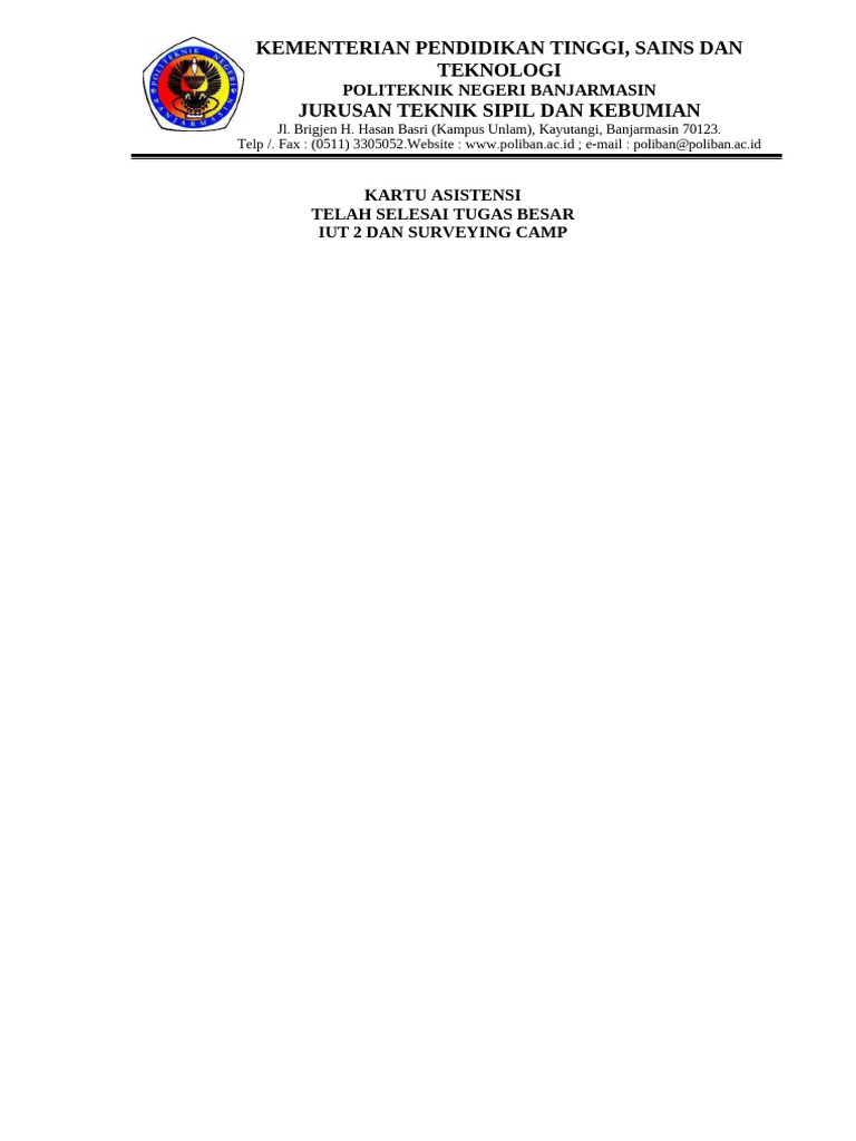 Surat Ket Tugas IUT 1 | PDF