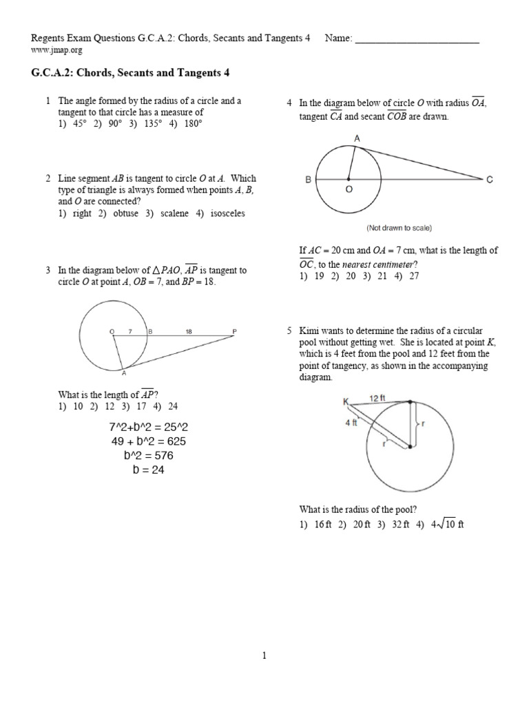 Circle O: Chords, Secants, Tangents | PDF | Tangent | Circle