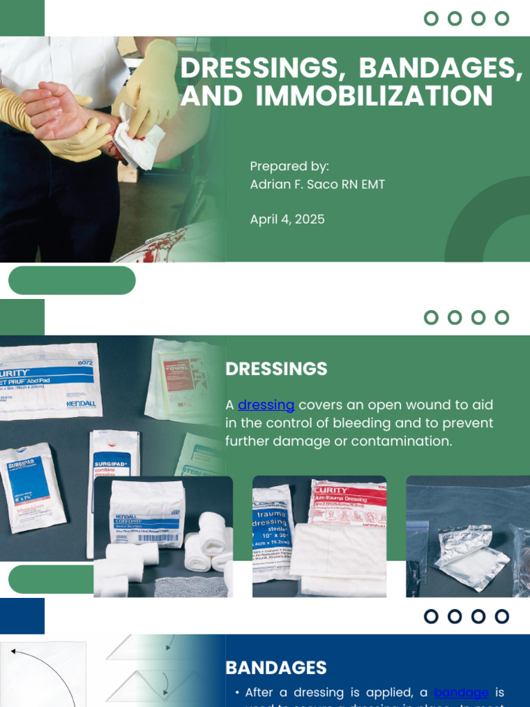 3 Dressings Bandages Immobilization | PDF | Elbow | Wound