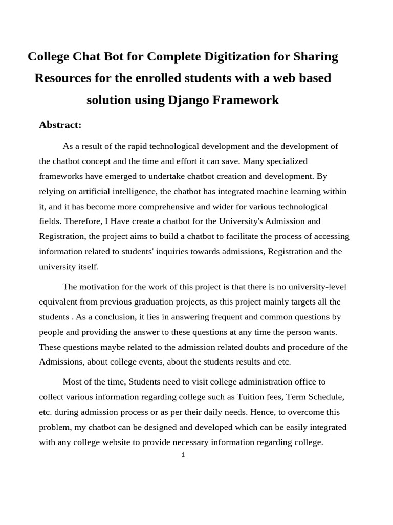College Chatbot | PDF | Artificial Intelligence | Intelligence (AI) & Semantics