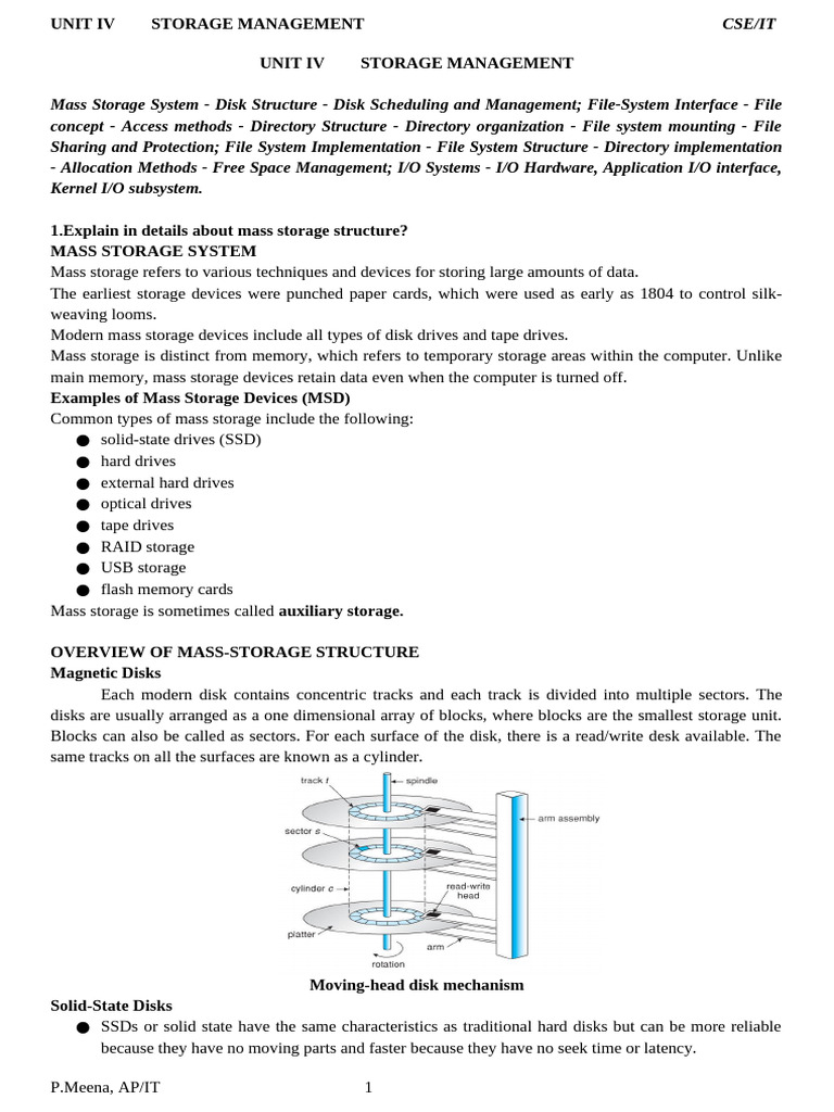 Unit-IV - Storage Management-1 | PDF | Computer Data Storage | Computer File