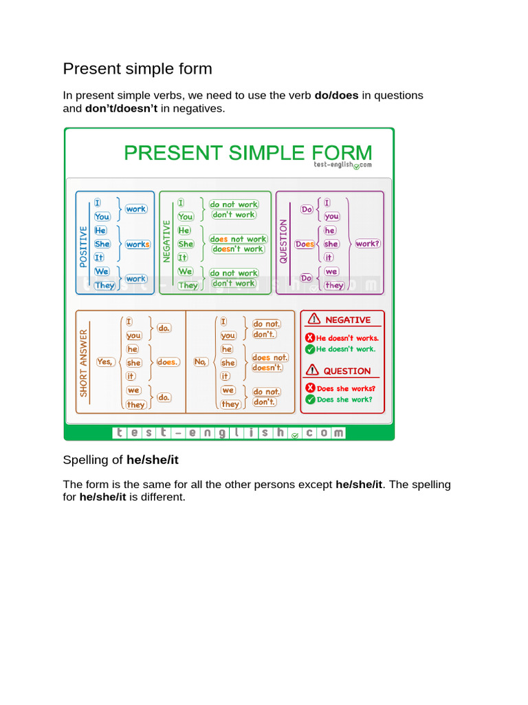 Present Simple Form Vs Present Progressive | PDF | Verb | Syntax