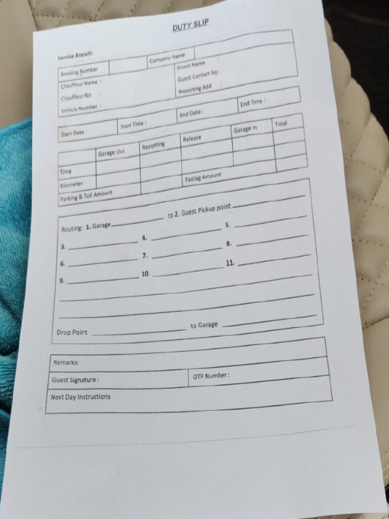 Duty Slip | PDF