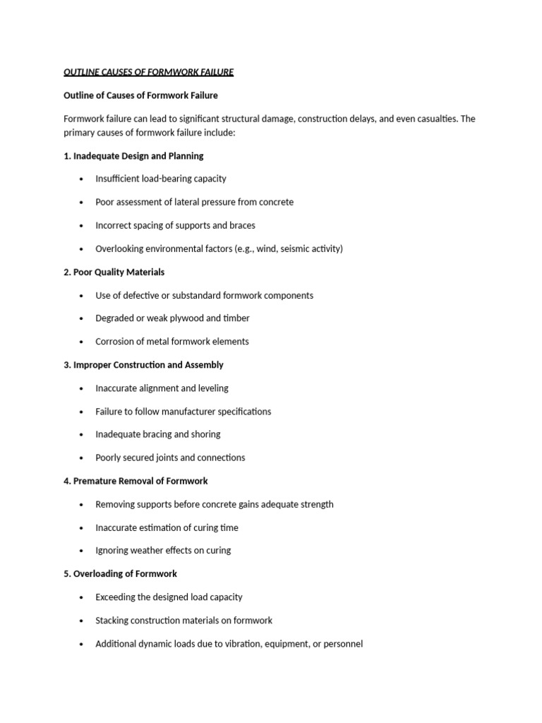 Causes of Formwork Failure Explained | PDF | Paint | Scaffolding