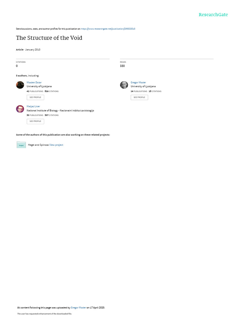 Dolar-The Structure of The Void | PDF | Materialism | Georg Wilhelm Friedrich Hegel