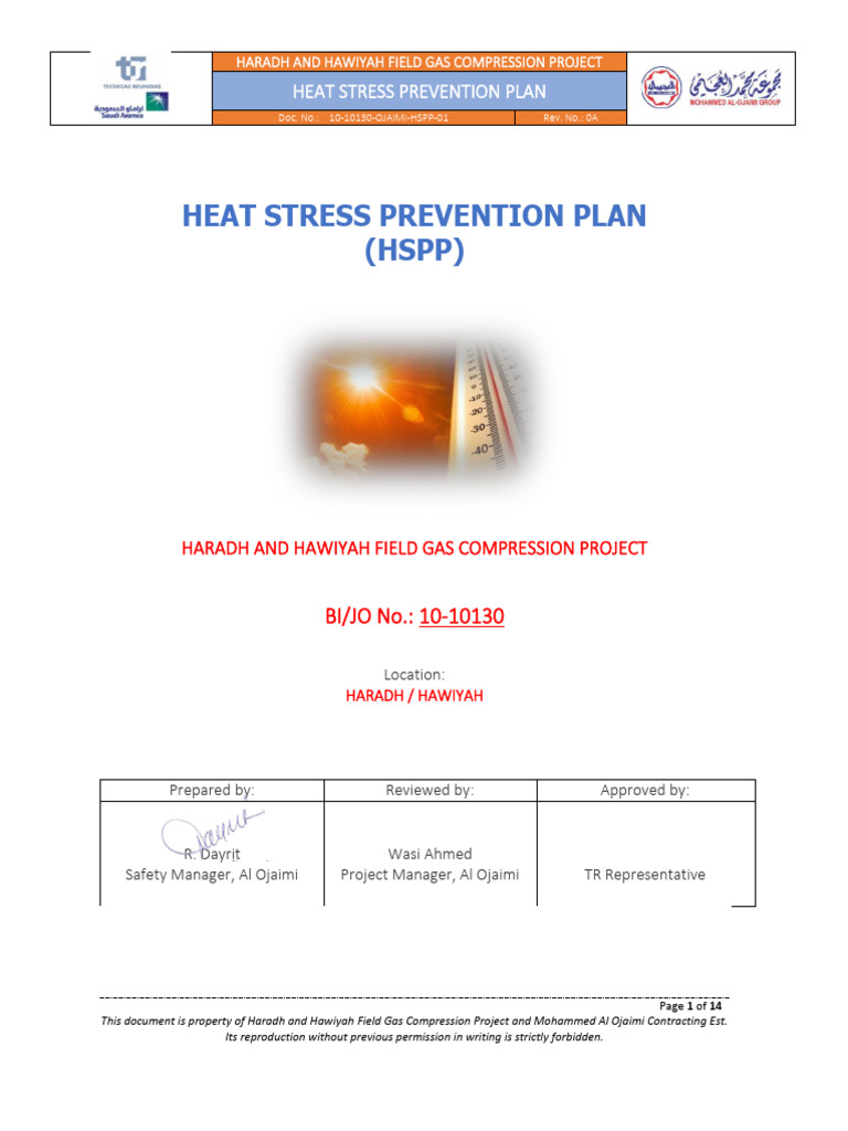 Heat Stress Prevention Plan | PDF | Hyperthermia | Water