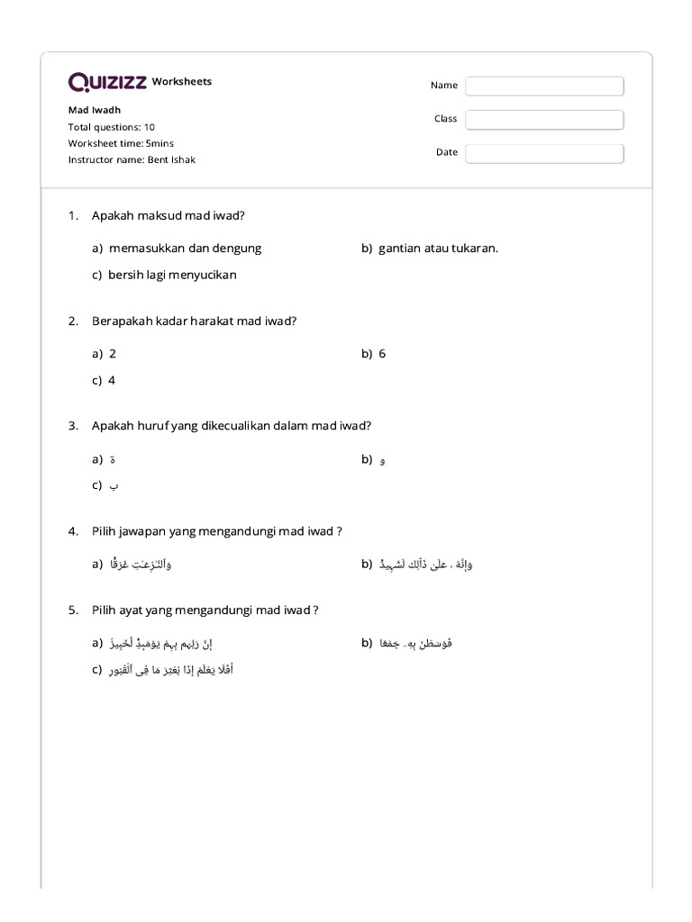 Mad Iwadh - Quizizz | PDF