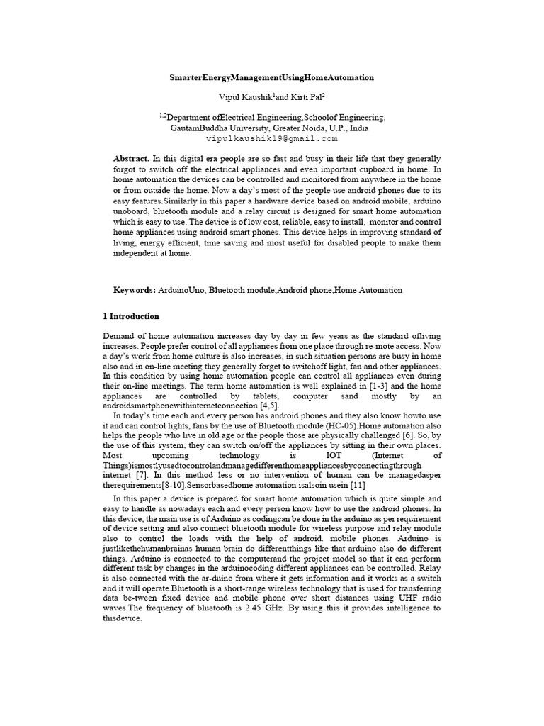 Smarter Energy Management Using Home Automation | PDF | Home Automation ...